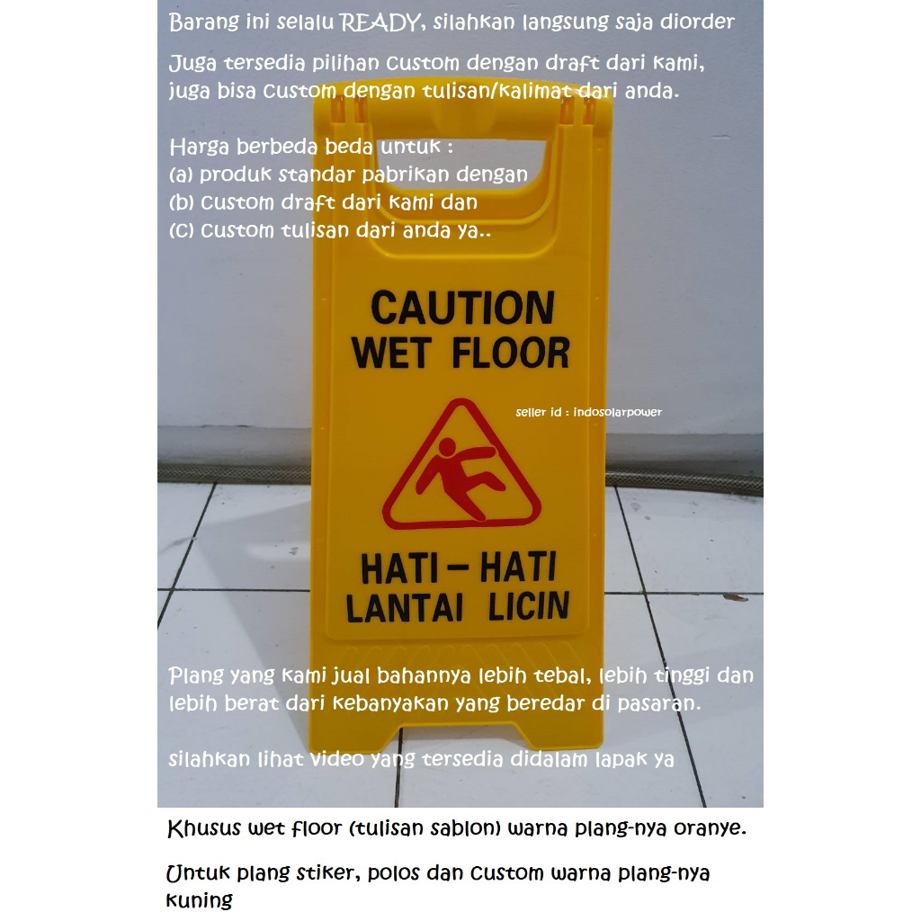 Jual Rambu Plang caution WET FLOOR awas lantai licin basah kokoh ...