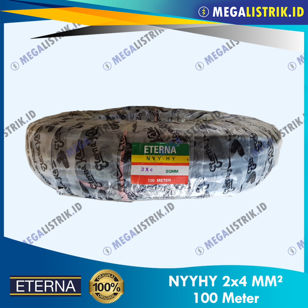Jual ETERNA NYYHY 2X4 (100M) / KABEL LISTRIK HITAM SERABUT TEMBAGA NYY HY 2 X 4 MM ( 100 METER ...