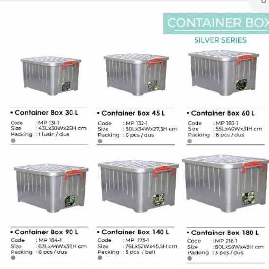 Jual Container Storage Box Roda CB 90 LITER SILVER ABU MPW | Shopee ...