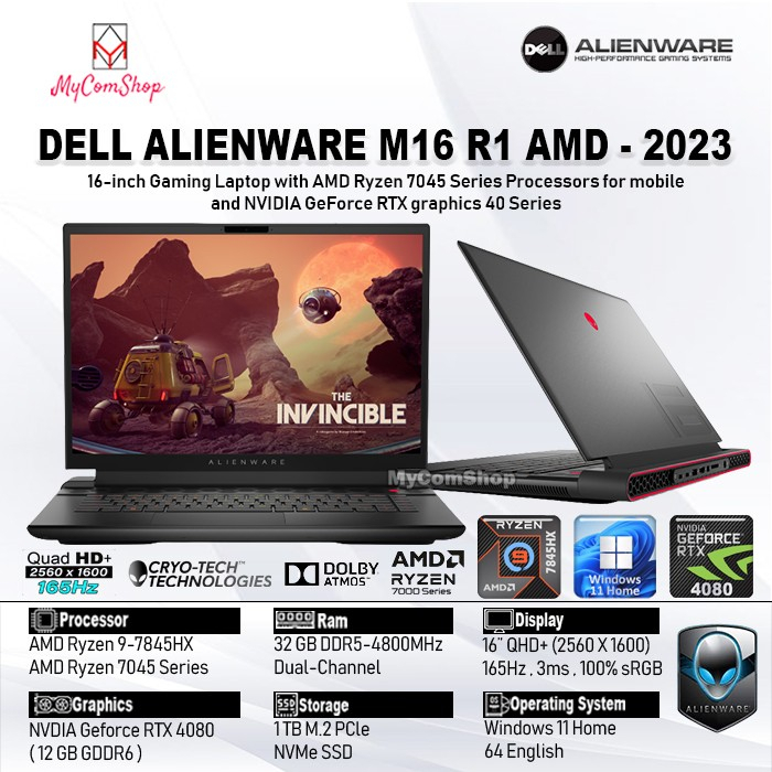 Jual DELL ALIENWARE M16 R1 AMD RYZEN 9 7845 32GB RAM 1TB SSD RTX 4080 ...