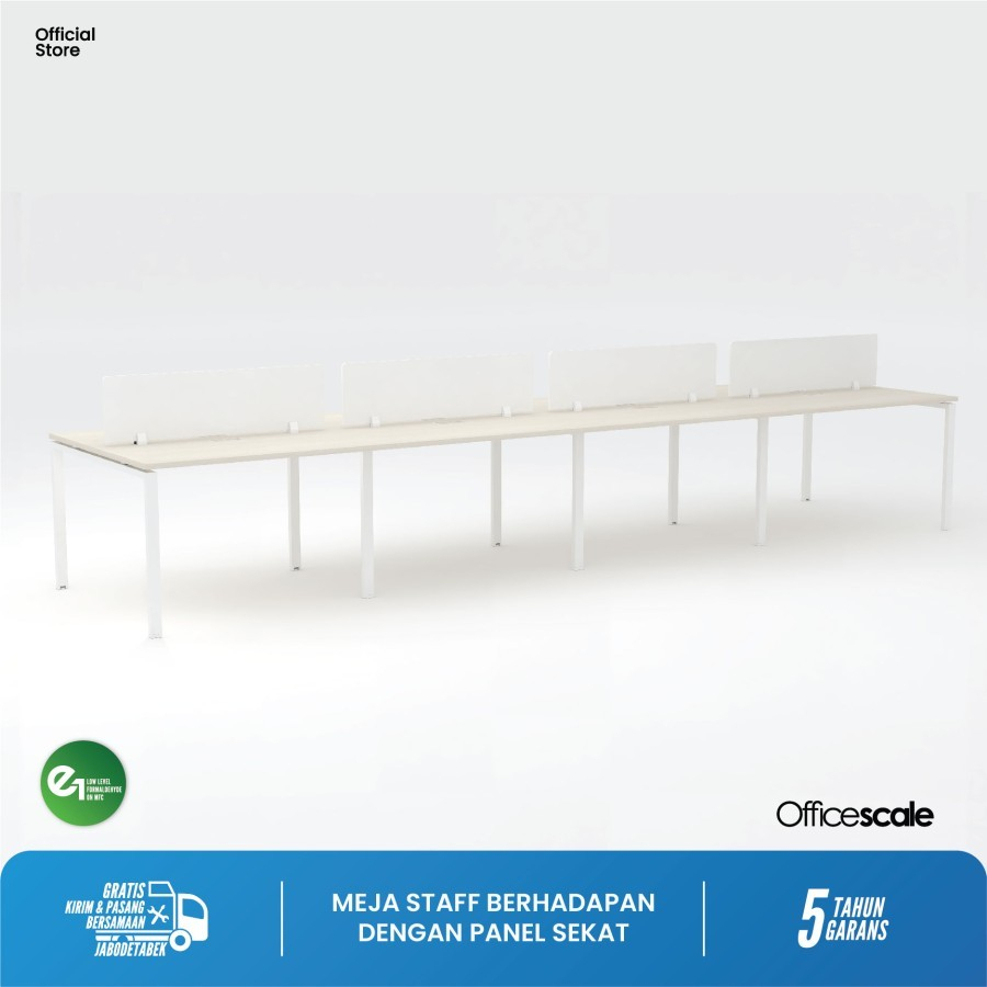 Jual OFFICESCALE Meja Kerja Kantor Berhadapan 8 Orang + Panel Sekat ...