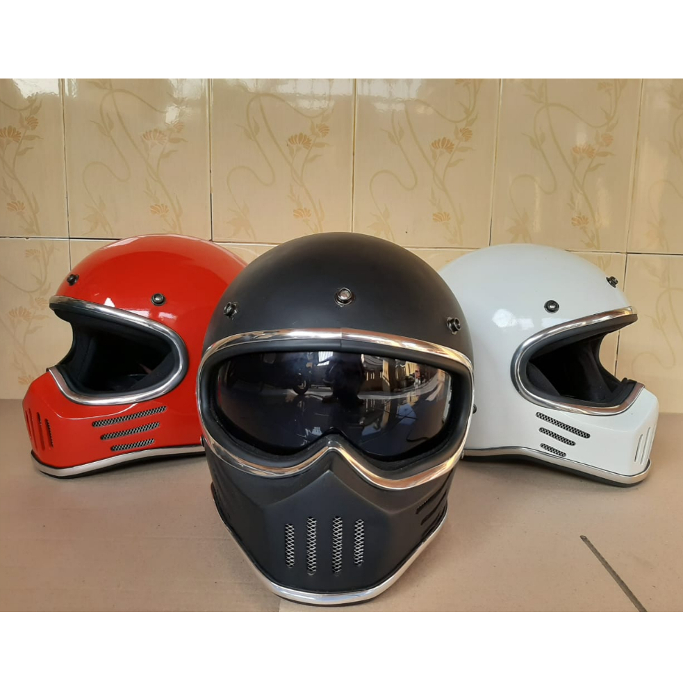 Jual Helm custom simpson M30 Retro Classic Bobber Fullface. | Shopee ...