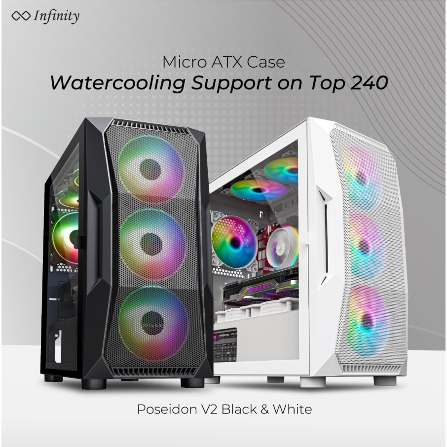 Jual Casing PC Gaming Infinity Poseidon V2 M-ATX Tempered Glass include ...