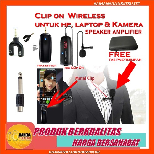 Jual Clip On Mic Microphone Lavalier Wireless UHF Untuk HP Laptop ...
