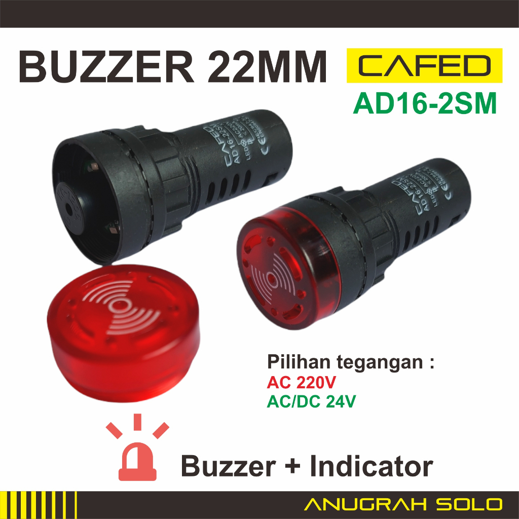 Jual Pilot Lamp Buzzer 22mm LED CAFED Lampu Indikator dengan Buzzer ...