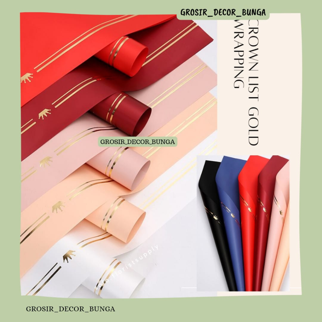 Jual (SW) CROWN LIST GOLD FLOWER WRAPPING COLOR TRANSPARENT CELLOPHANE ...