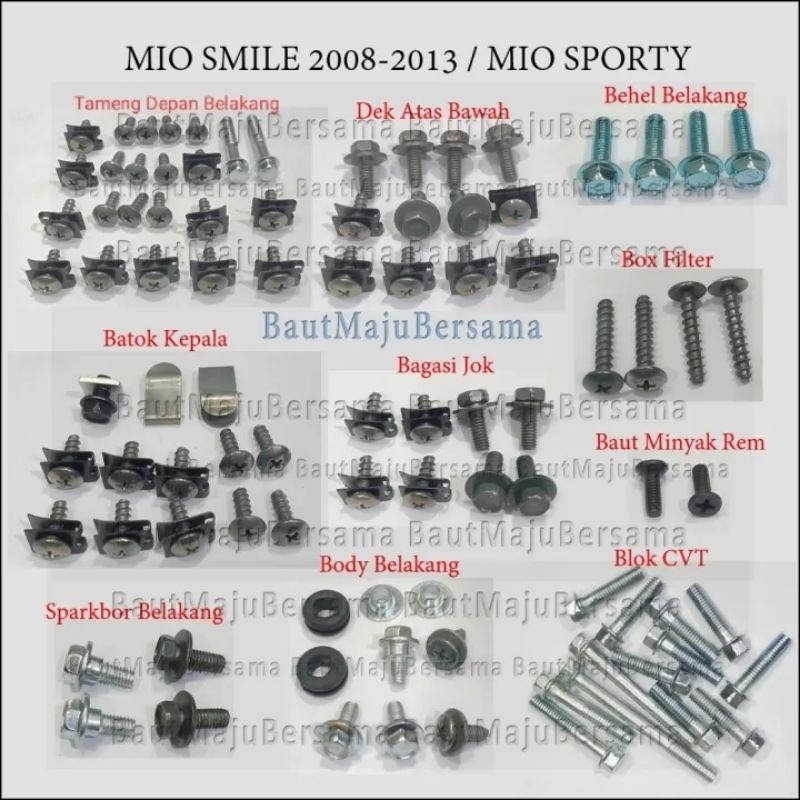 Jual Baut full set body Mio Sporty smile new baut cvt | Shopee Indonesia