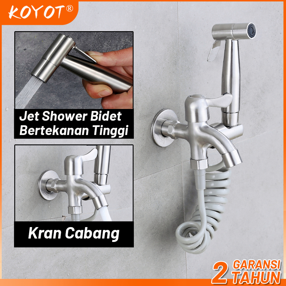 Jual KOYOT Kran Cabang SUS 304 dan Jet Shower Toilet Hitam Matte 1/2 ...