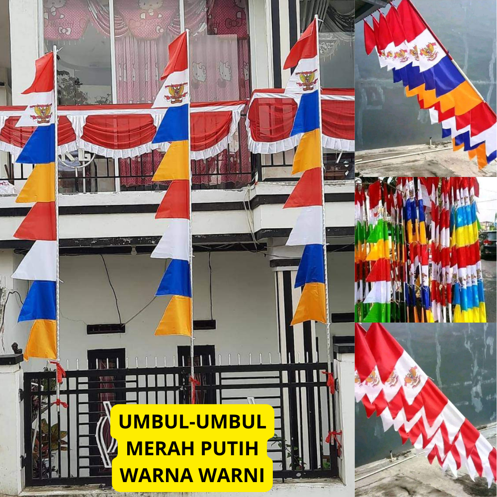 Jual Bendera UMBUL UMBUL 6 8 10 Titik Mata Warna Warni Merah Puituh Model Gergaji Zig Zag ...