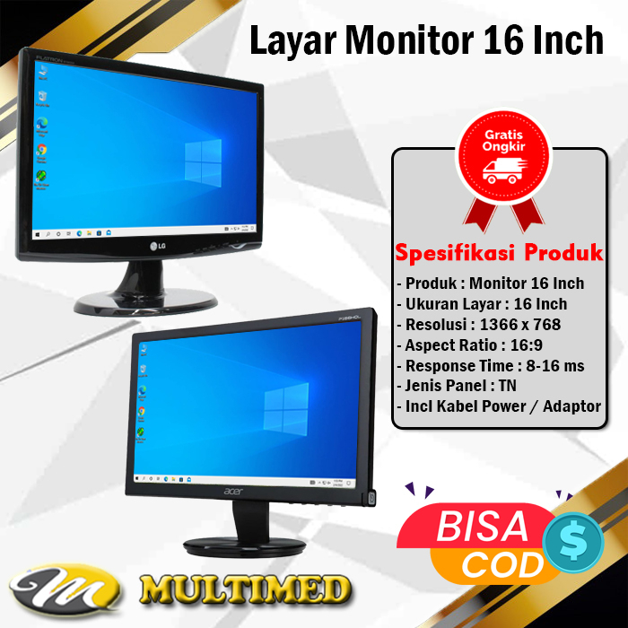 Jual Layar Monitor 16 Inch Second 16:9 TN Panel | Shopee Indonesia