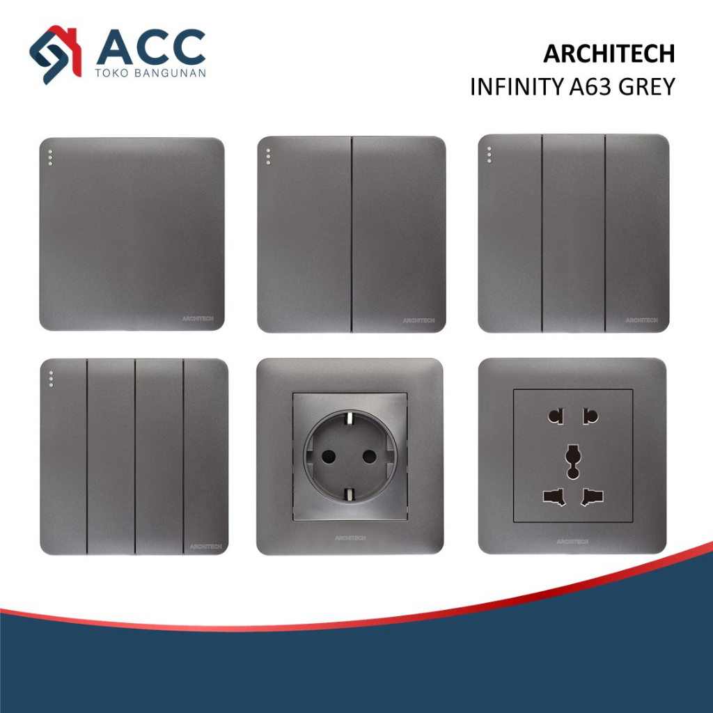 Jual ARCHITECH INFINITY A63 GREY SAKLAR STOP KONTAK FRAME | Shopee Indonesia