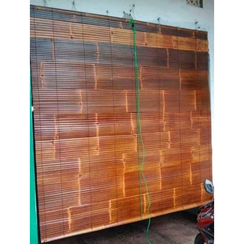 Jual Krey Tirai Kulit Bambu Hitam super size 2mx2m vernis+plitur lengkap Tali penggulung dan ...