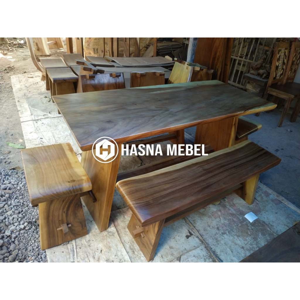Jual Meja Makan Cafe Minimalis Trembesi Solid - Hasna Mebel | Shopee ...