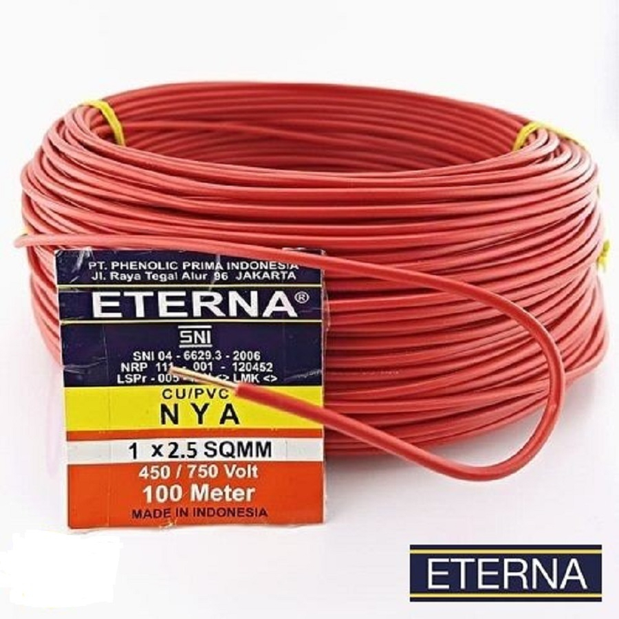 Jual Kabel Listrik Nya Eterna 1x2,5mm 1 x 2,5 Mm 100M 100 Meter Kabel Tunggal Eterna Kawat ...