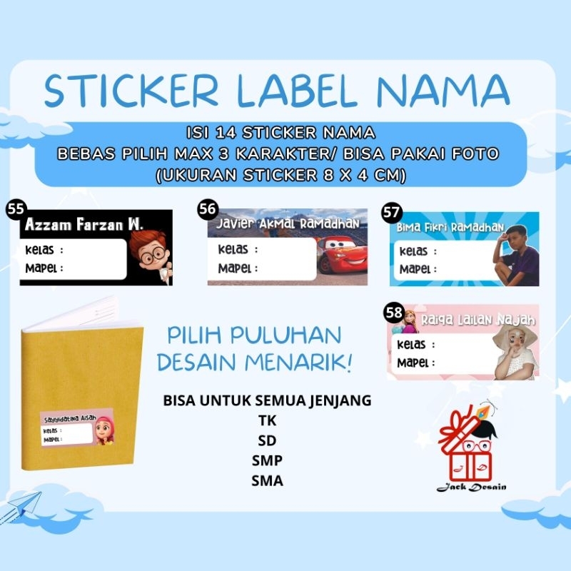 Jual STIKER LABEL NAMA BUKU PELAJARAN CUSTOM | Shopee Indonesia