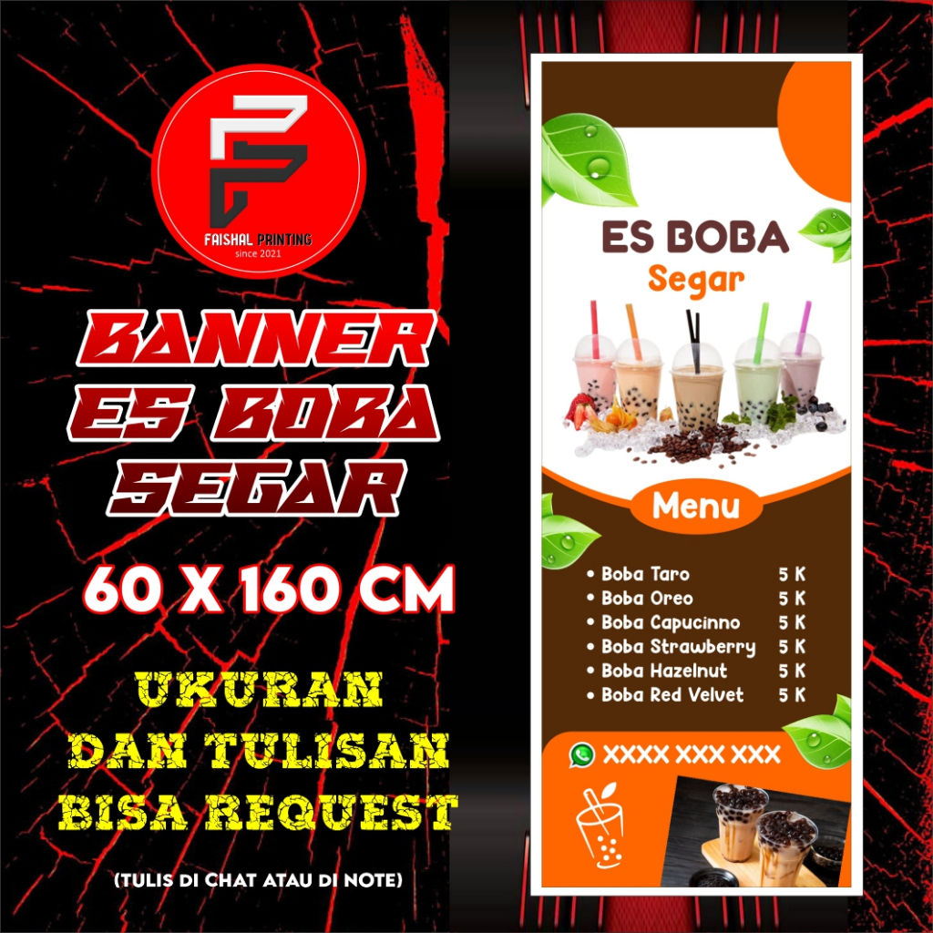 Jual Banner Es Boba / Spanduk Es Boba Segar / Banner Kustom Ukuran 60 x ...