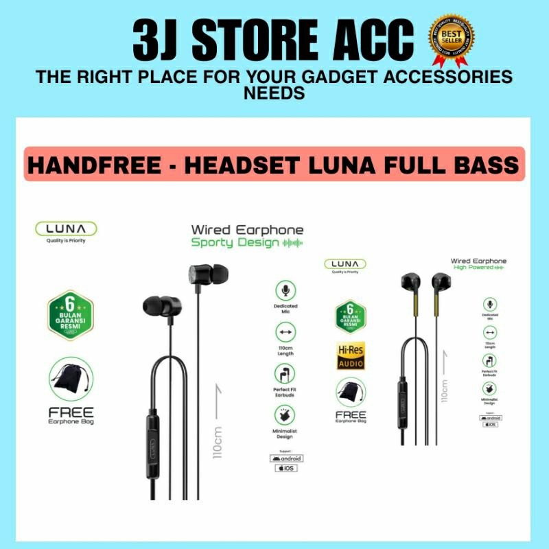Jual HANDFREE LUNA E2W E2X E25T E2A1 E2Y E2Z E1C7P SUPER BASS 3.5MM ...