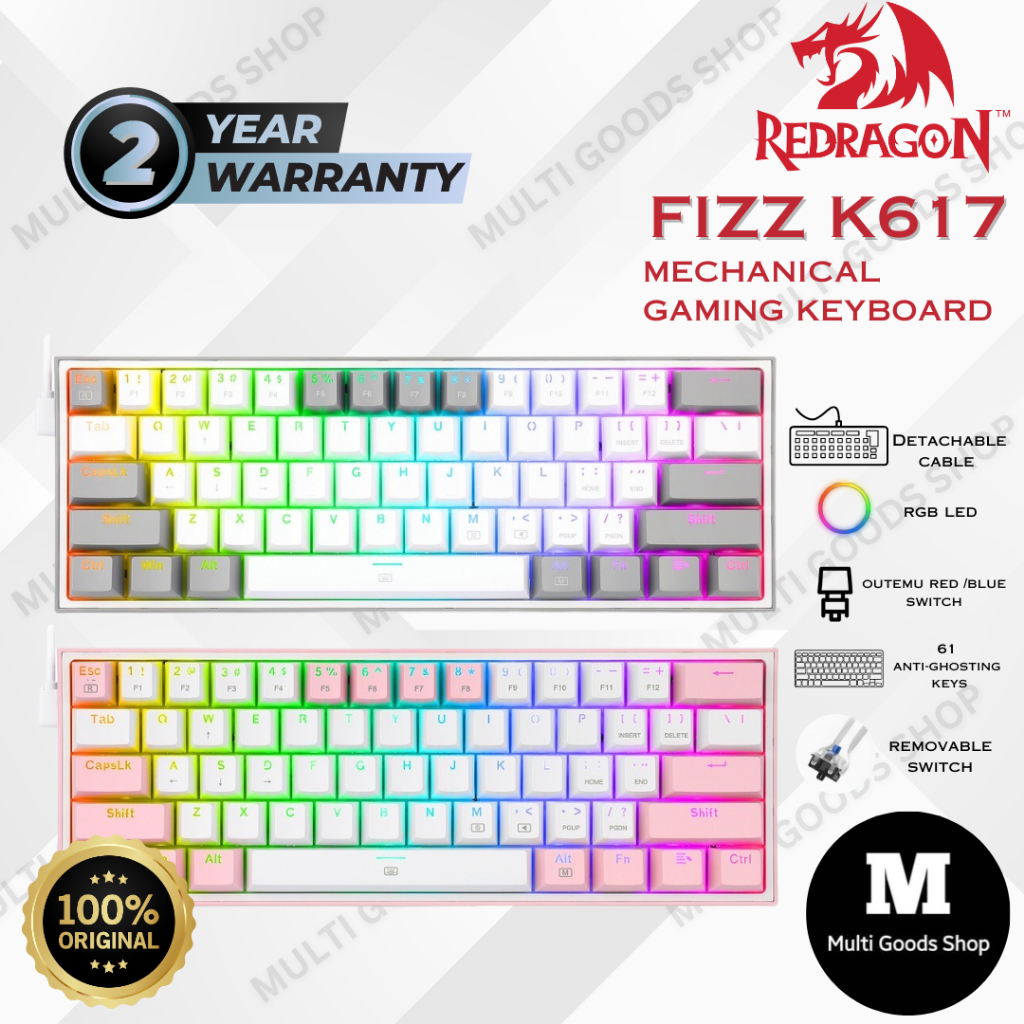 Jual K617 / K617R / K617RGB Redragon Mechanical Gaming Keyboard 60% ...