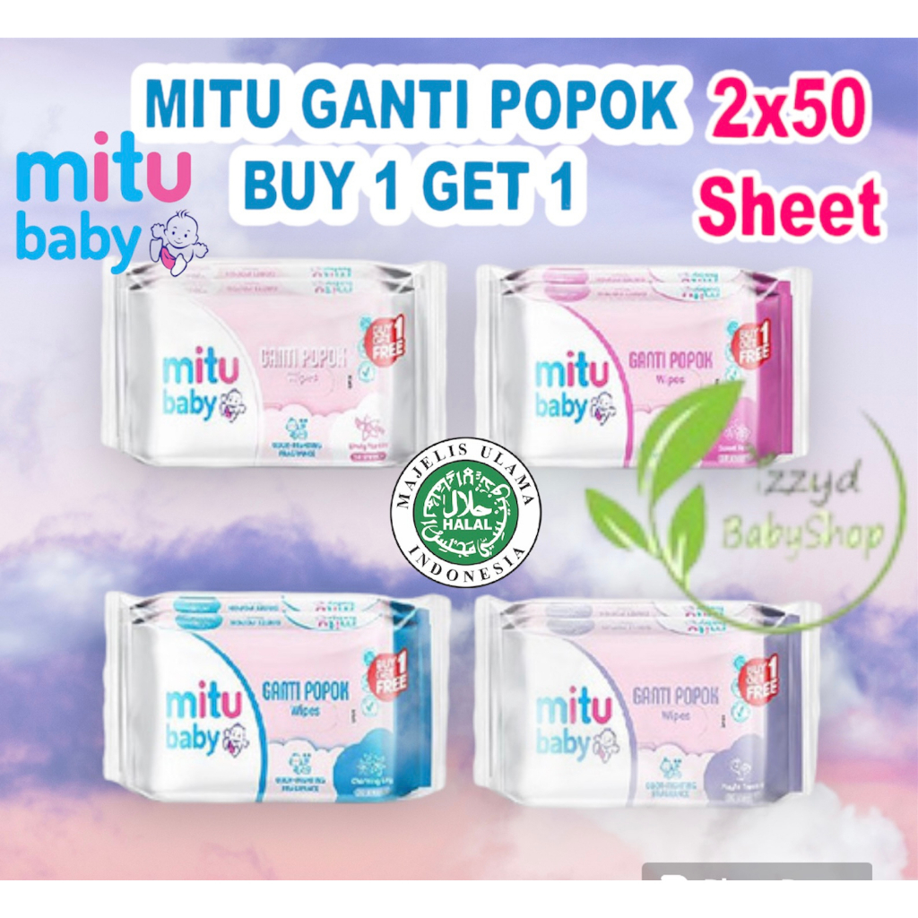 Jual MITU TISU BASAH Mitu BUY 1GET 1!! BABY WIPES GANTI POPOK 50'S ...