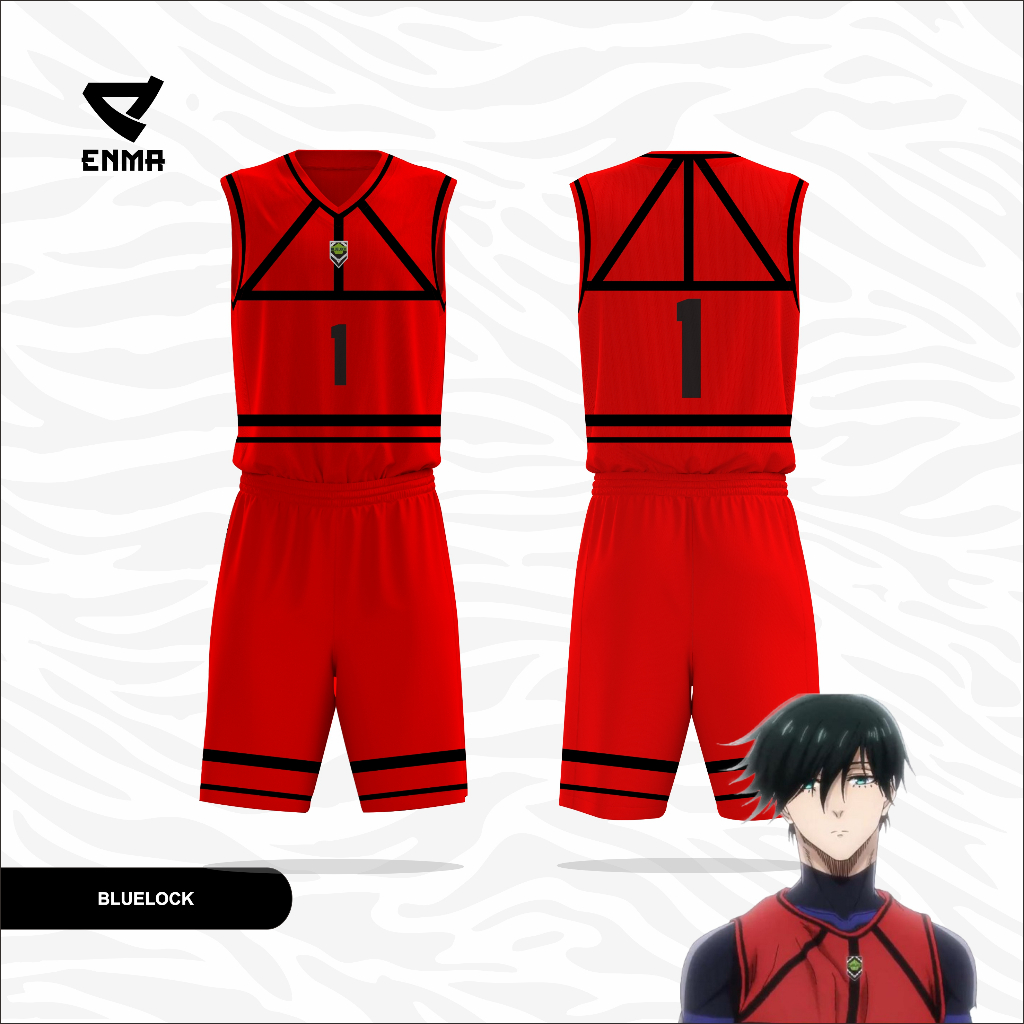 Jual Jersey BlueLock Tim RED Rin Itoshi fullprint bisa request nama ...