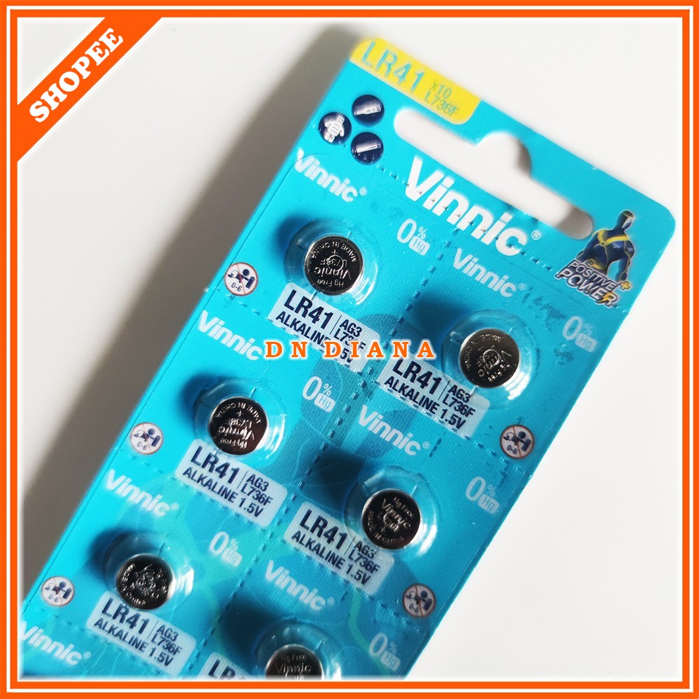 Jual baterai vinnic LR41 L736F AG3 batrai LR 41 AG 3 L 736 F batre LR ...