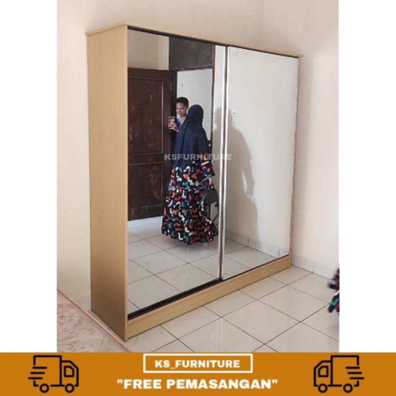Jual LEMARI SLIDING MURAH FULL CERMIN | Shopee Indonesia