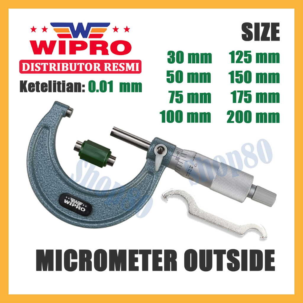 Jual Wipro Micrometer Mikrometer Sekrup Outside Luar 25 50 75 100 125 ...