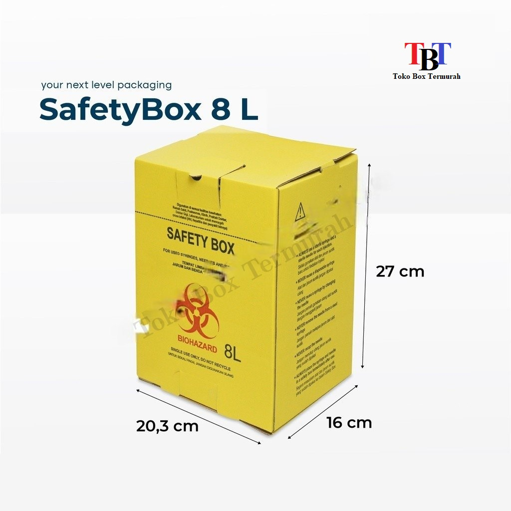 Jual SAFETY BOX 8 Liter Sampah Medis/Safetybox/Alkes/BioHazard/Kardus ...