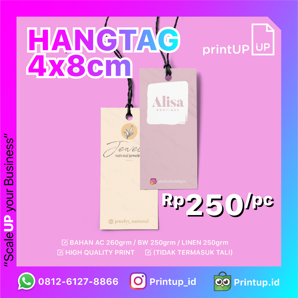 Jual Cetak Hang Tag Label Baju / Label Pakaian Custom 4x8cm | Shopee ...