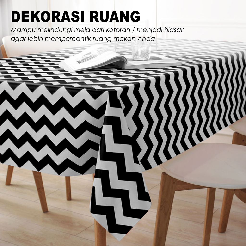 Jual Taplak Meja Makan Persegi Panjang Motif Zigzag Bahan PEVA Premium ...