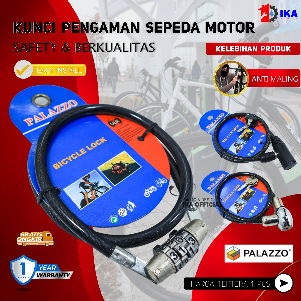Jual Gembok Sepeda Cable Lock Kunci Kabel Pengaman Motor Helm Pentol ...