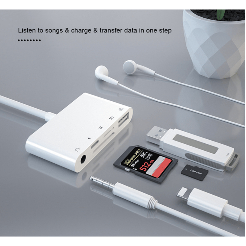 Jual Lightning USB Earphones Headphone Audio Jack Adaptor SD TF Card ...