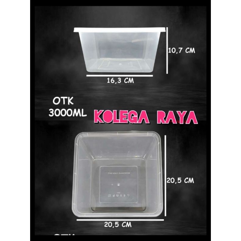 Jual Kotak Makan Plastik Thinwall OTK 3000ML Model Kotak Isi 25PCS ...