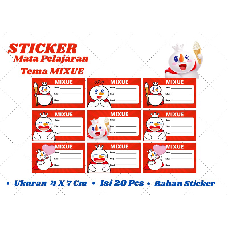 Jual STICKER MATA PELAJARAN TEMA MIXUE ISI 20 Pcs | Shopee Indonesia