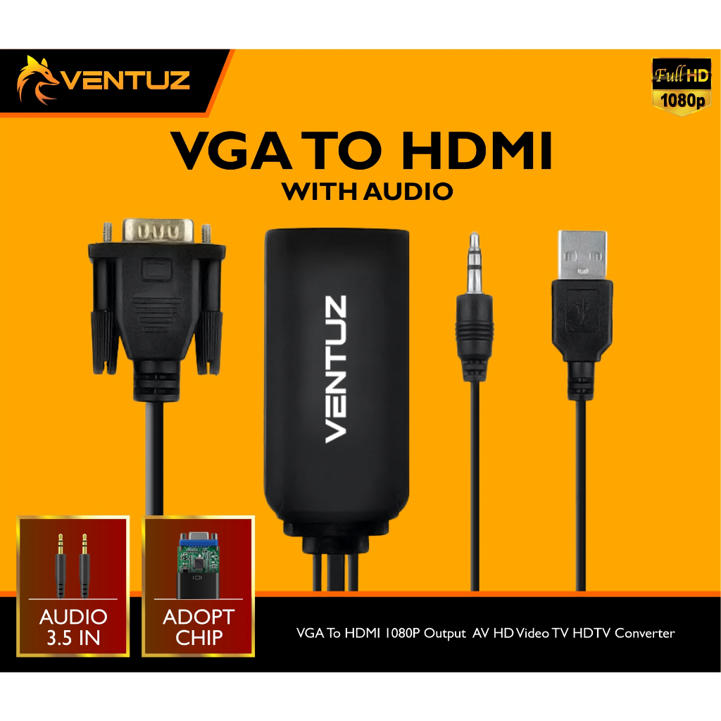 Jual Converter VGA TO HDMI+AUDIO VENTUZ | Shopee Indonesia
