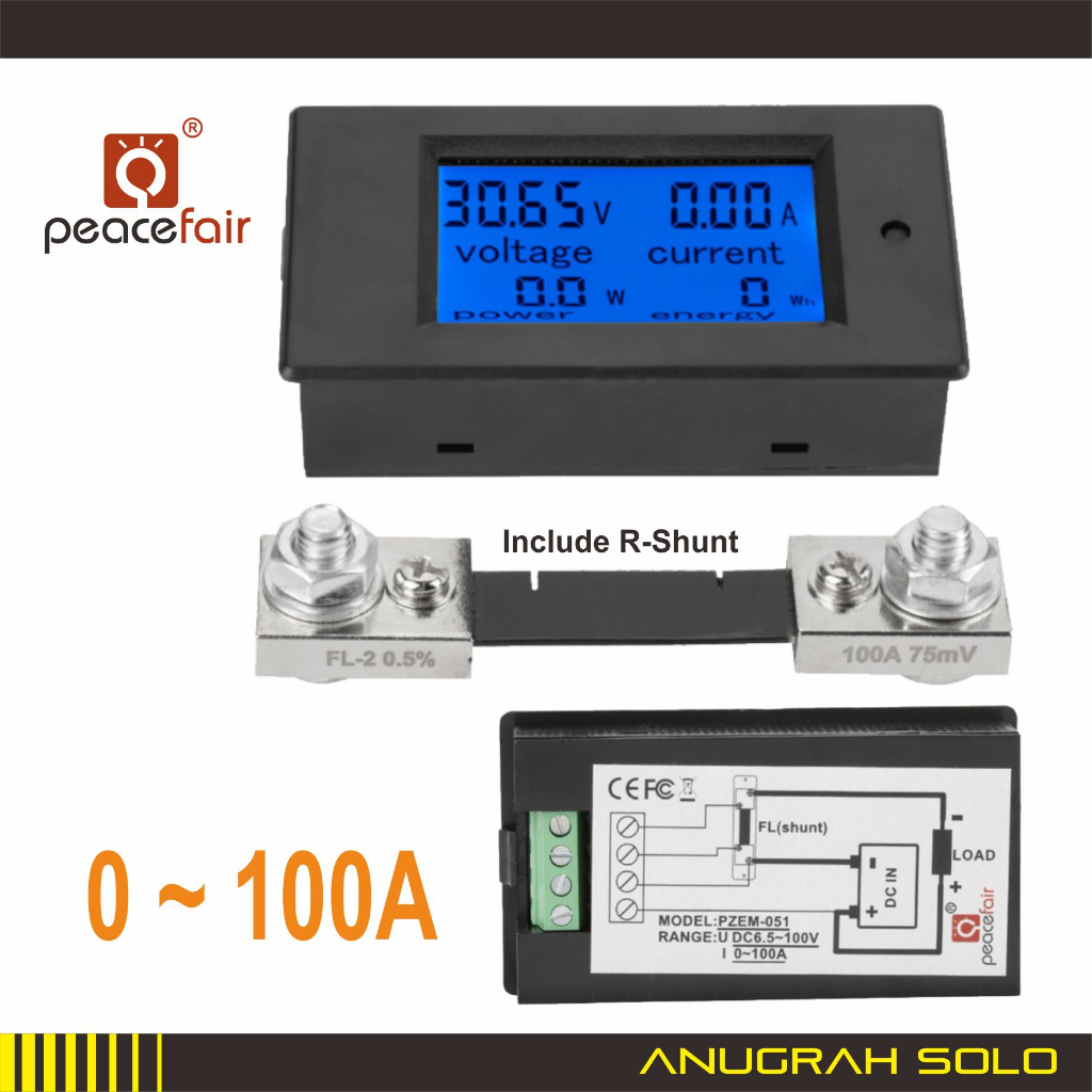Jual DC 4in1 Meter Voltmeter Ampere Meter Watt Watt Hour Meter PZEM-051 ...