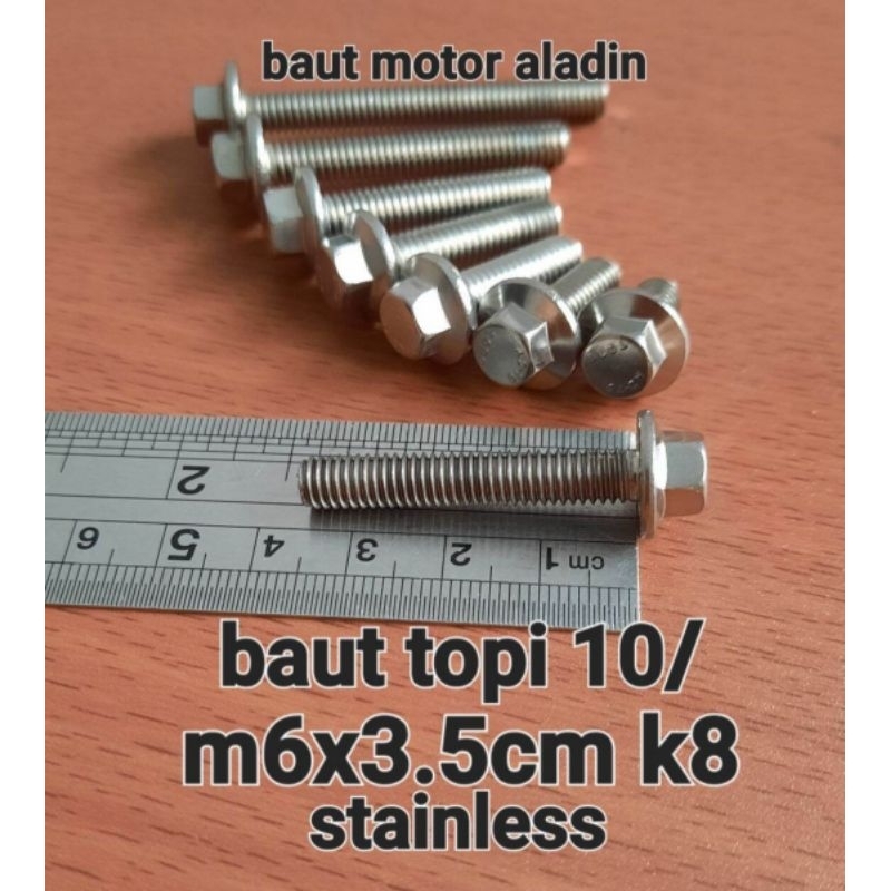 Jual Baut topi 10/M6x3,5cm kunci 8 stainless | Shopee Indonesia