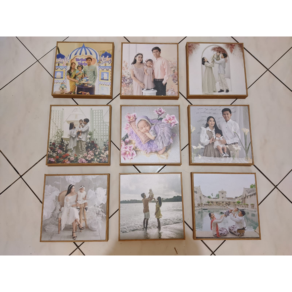 Jual custom cetak foto + frame block paketan 9pcs ukuran 20x20 cm ...