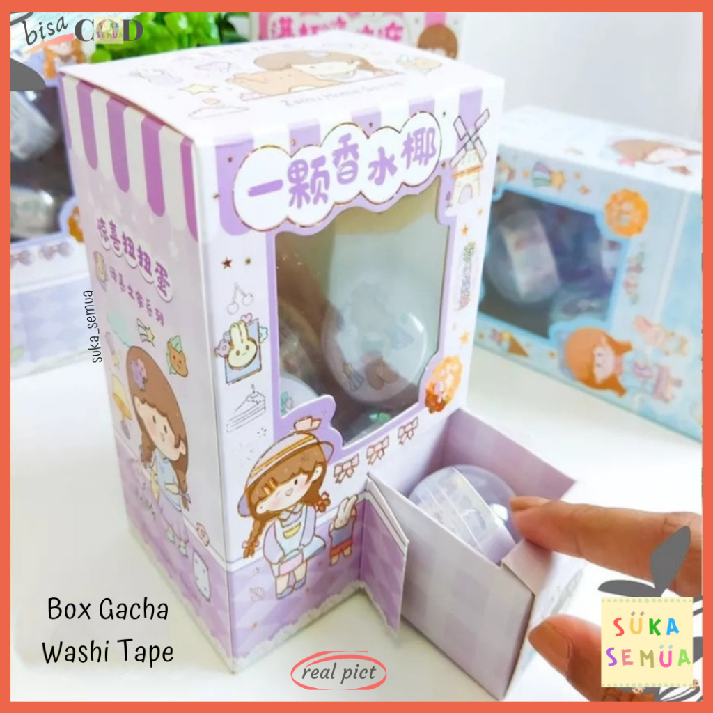 Jual 6 roll Washitape dalam Box Gacha / sticker selotip hias jurnal ...