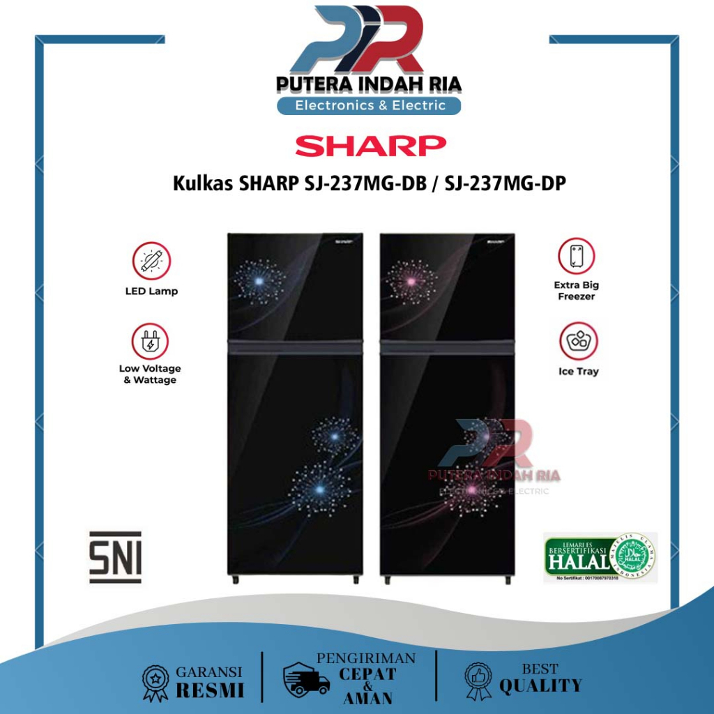 Jual SHARP Kulkas / Lemari Es 2 Pintu SHARP SJ-237MG / SJ 237MG / 187 Liter [ORIGINAL] | Shopee ...