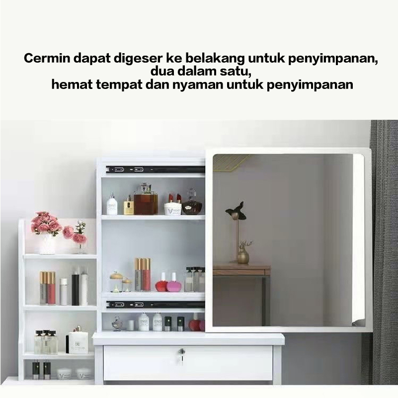 Jual Damaindah Meja Rias Aesthetic Set Kursi/Meja Rias Lampu LED/Meja ...