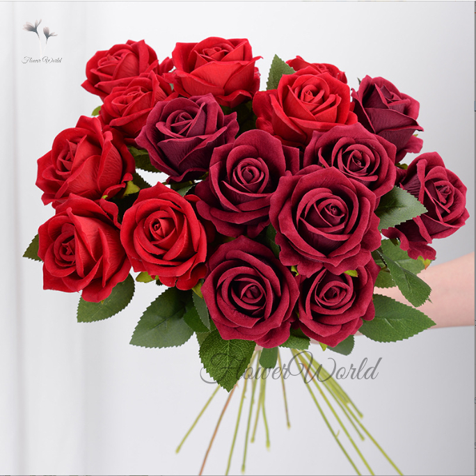 Jual [FlowerWorld]Artificial Bunga Mawar 1 tangkai Bahan Beludru ...