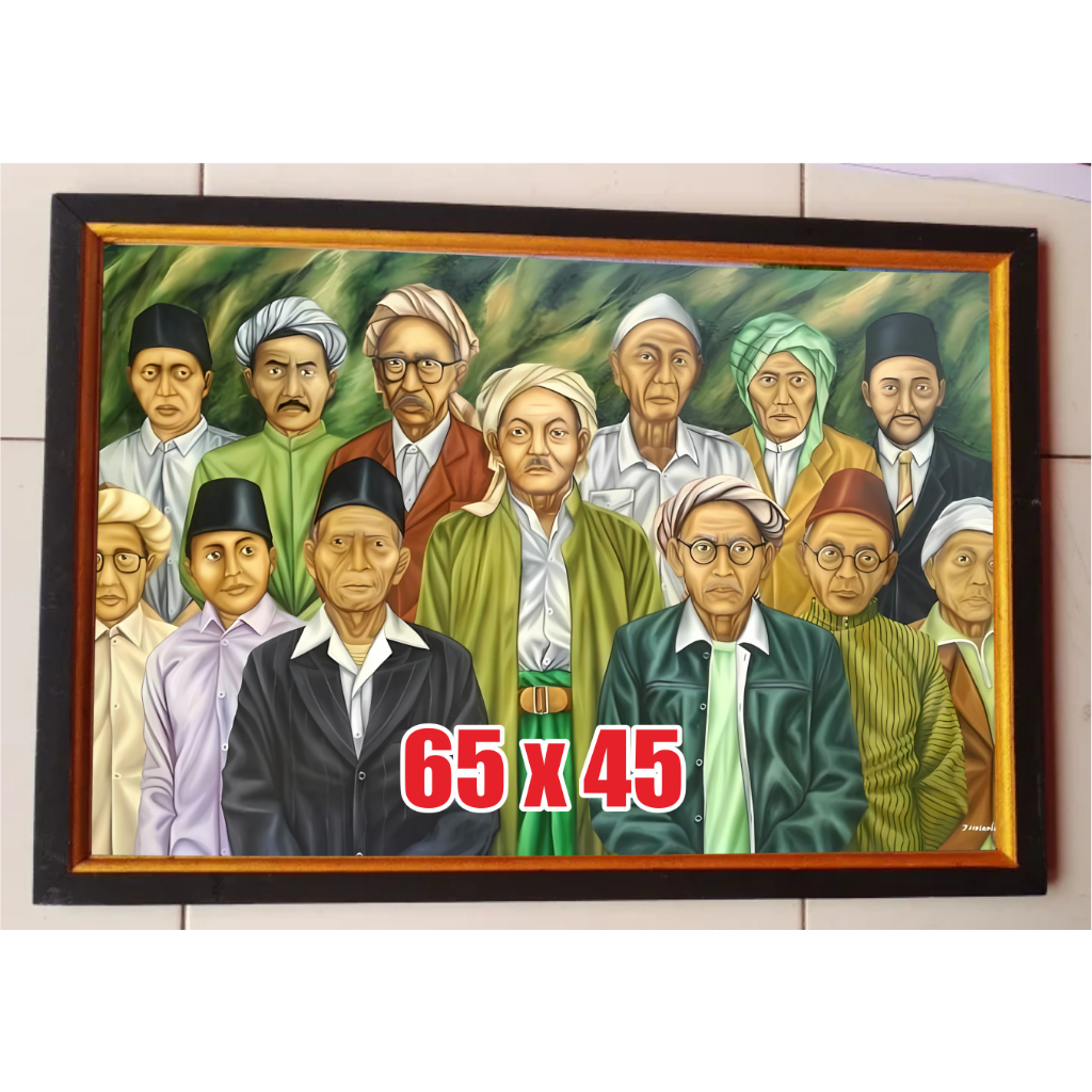 Jual [255] Lukisan Cetak Ulama Besar NU dari masa ke masa plus bingkai ...