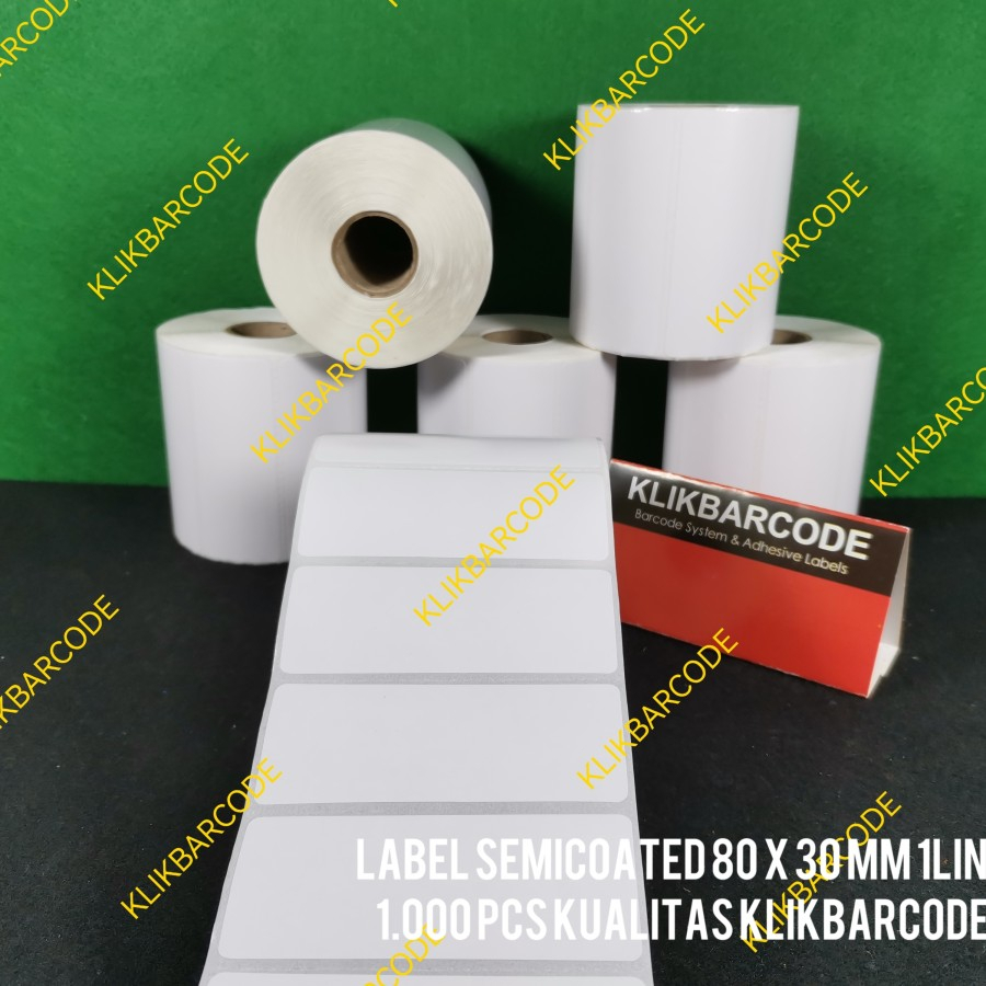 Jual LABEL STIKER Semicoated BARCODE 80 X 30 MM STICKER ETIKET 80x30 @1 ...
