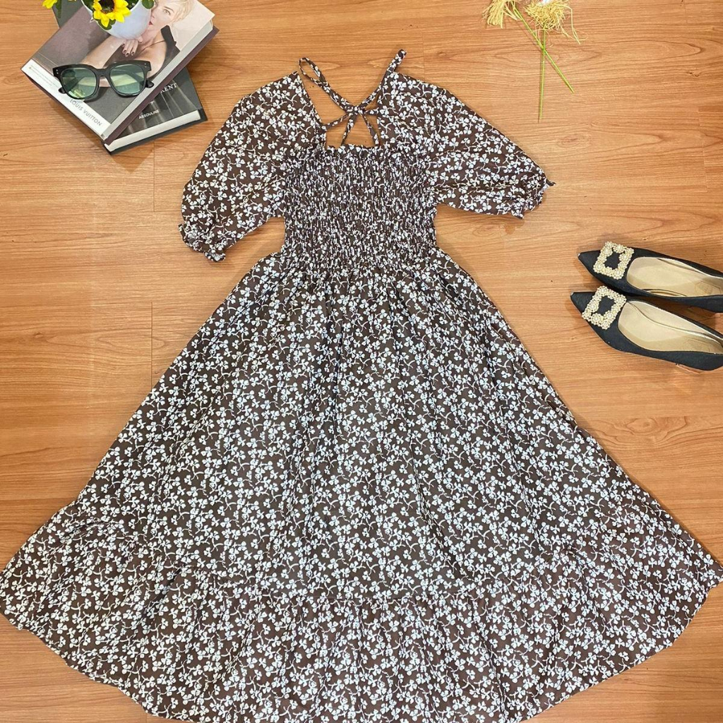 Jual SMOCKED DRESS / Gaun musim panas kasual baru Lengan pendek smocked ...