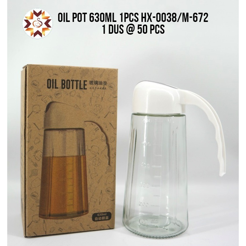Jual Oil Pot Bottle 630ml HX-0038 M672 Botol Kaca Tempat Minyak Goreng Kecap Cuka Juice Teh Kopi ...