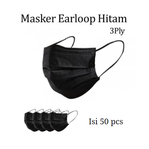Jual MASKER EARLOOP HITAM PUTIH 3PLY ISI 50 PCS | Shopee Indonesia