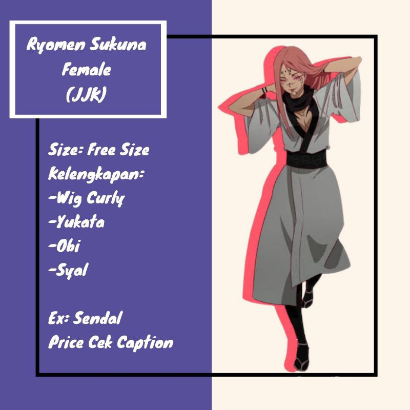 Jual Rental Costum Sukuna Female Ver (Jujutsu Kaisen) | Shopee Indonesia