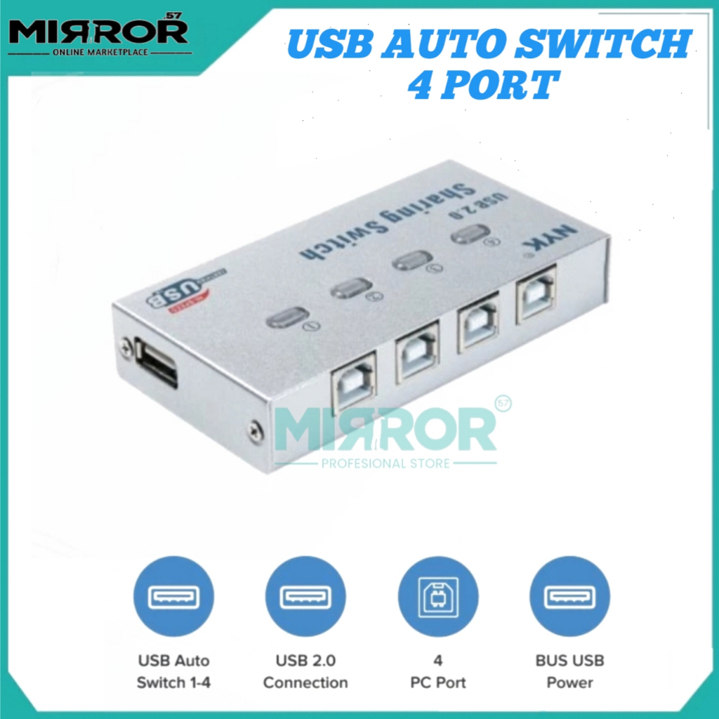Jual Auto Switch Printer USB NYK 4 Port USB Sharing Switch 4 Port | Shopee Indonesia