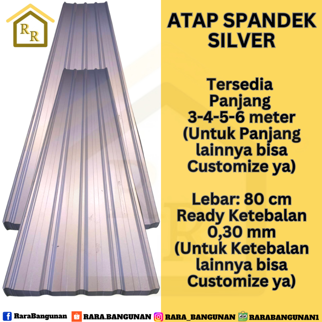 Jual ATAP/GENTENG/SENG SPANDEK WARNA MAROON BIRU DAN SILVER 0,30mm ...